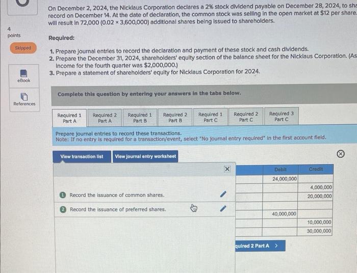 Solved Problem 18-12 (Algo) Various shareholders' equlty | Chegg.com