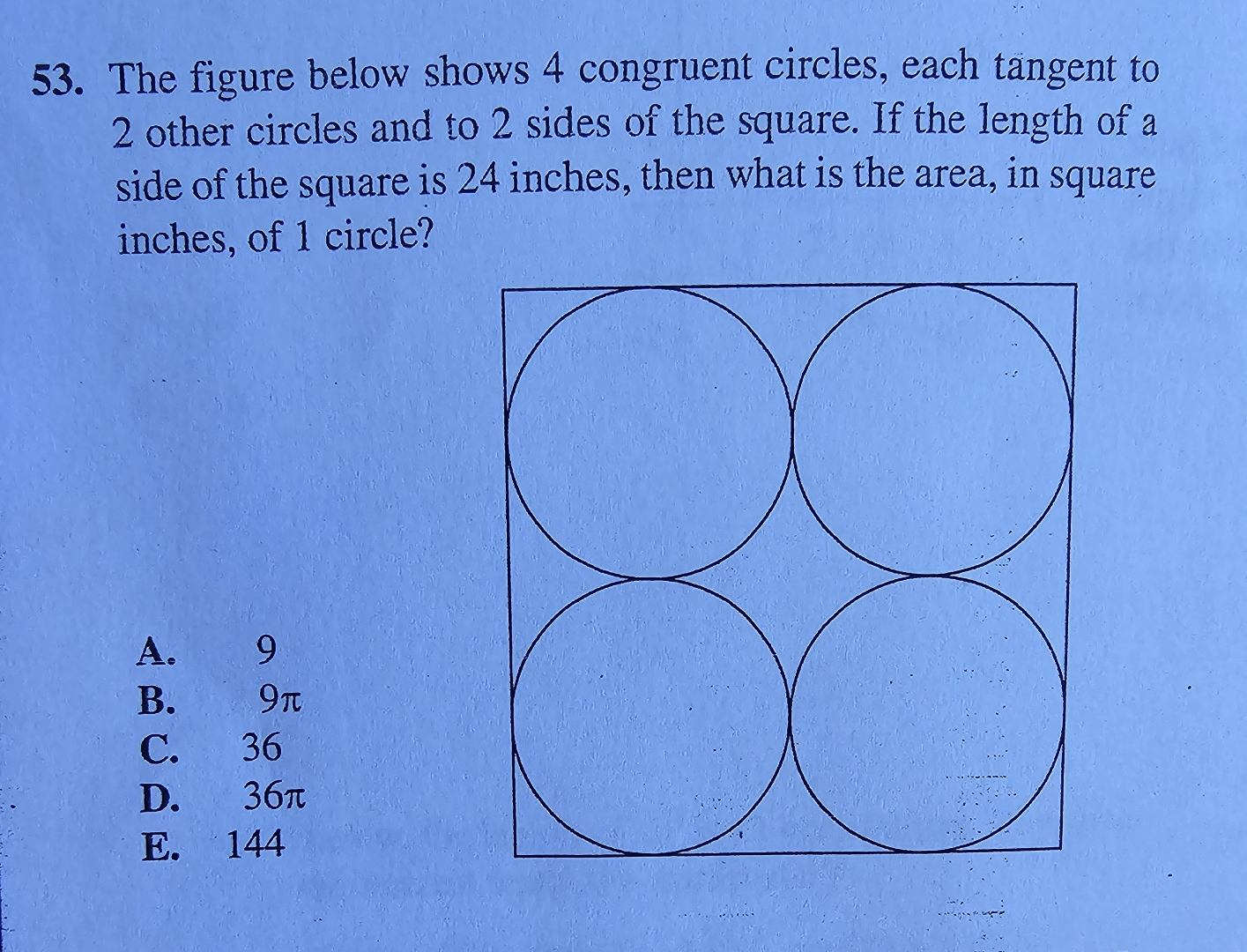Solved The figure below shows 4 ﻿congruent circles, each | Chegg.com