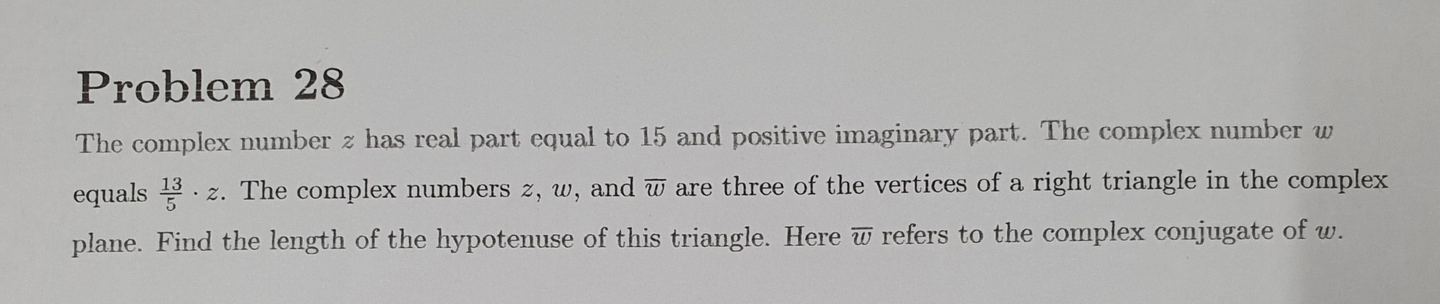 Solved Problem 28The complex number z ﻿has real part equal | Chegg.com