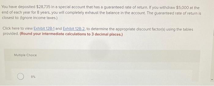 Solved You have deposited $28,735 in a special account that | Chegg.com