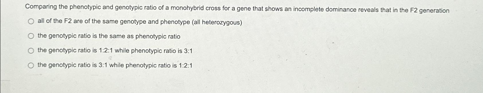 Solved Comparing the phenotypic and genotypic ratio of a | Chegg.com