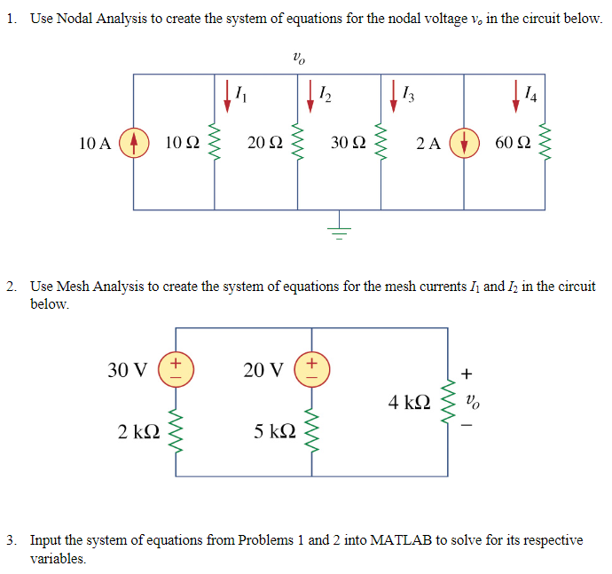 Solved 1. ﻿Use Nodal Analysis to create the system of | Chegg.com