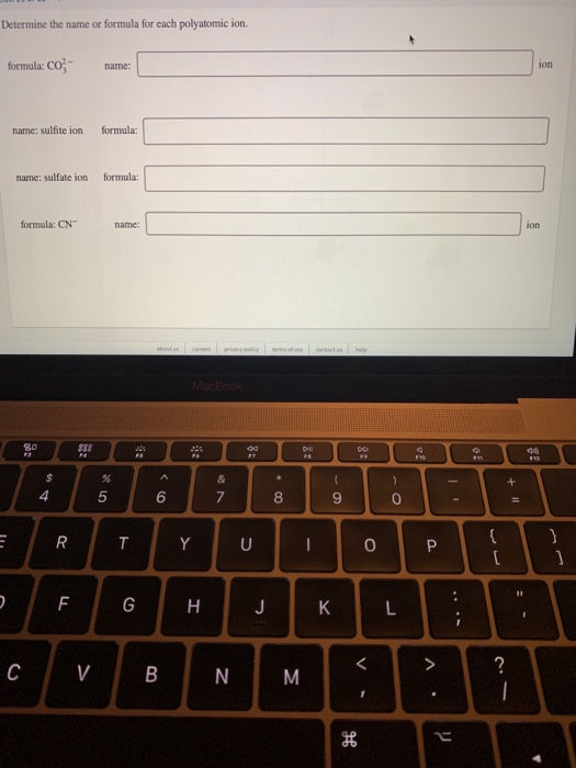 Solved Determine the name or formula for each polyatomic | Chegg.com