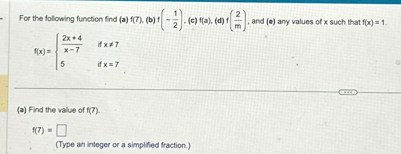 Solved For the following function find | Chegg.com