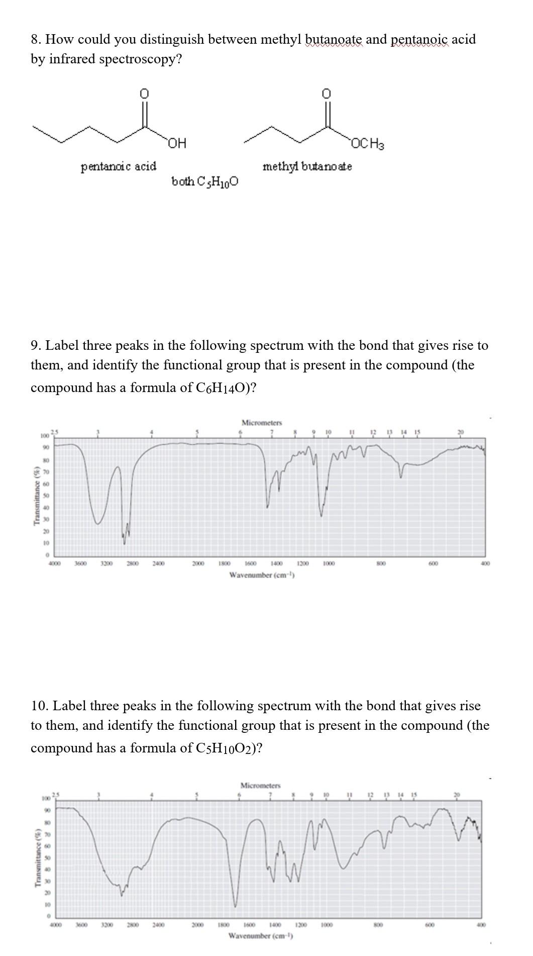 Solved 8. How could you distinguish between methyl butanoate | Chegg.com