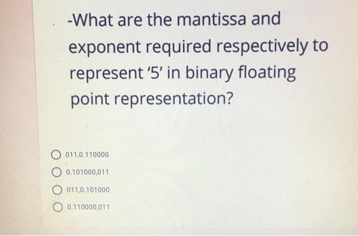 Solved -What are the mantissa and exponent required | Chegg.com