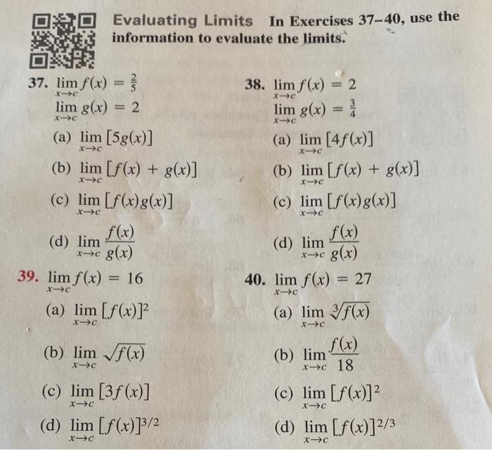 Solved Evaluating Limits In Exercises 37-40, use the | Chegg.com