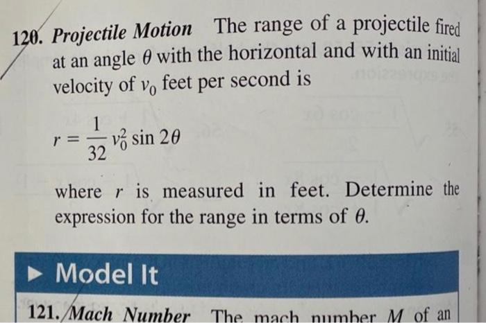 Solved 120. Projectile Motion The range of a projectile | Chegg.com