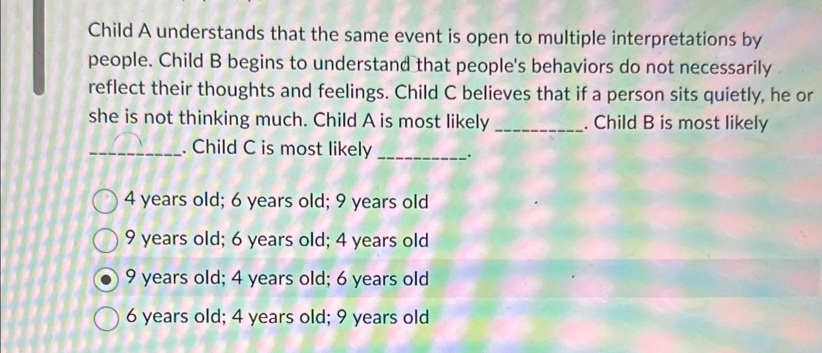 Solved Child A understands that the same event is open to | Chegg.com
