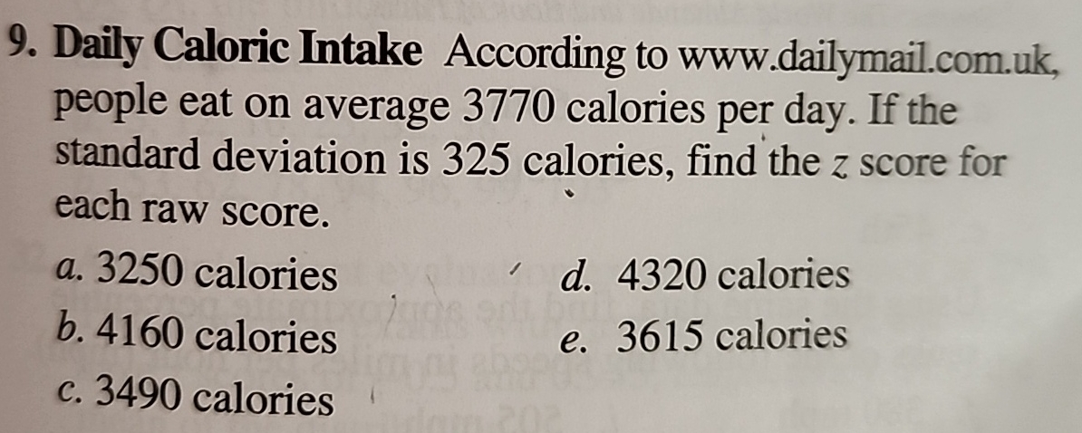 Solved Daily Caloric Intake According to | Chegg.com