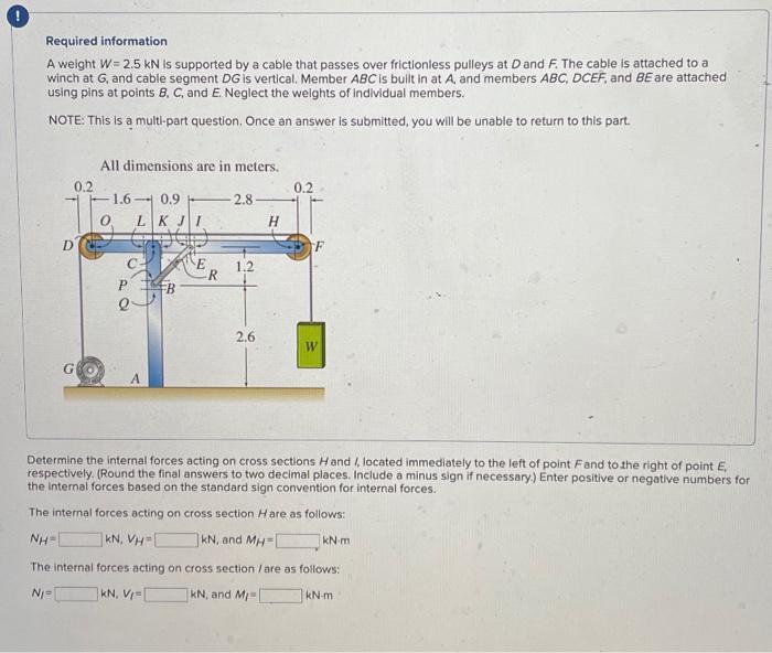 Solved Required information A weight W=2.5kN is supported by | Chegg.com