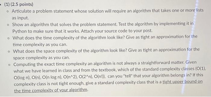 Solved - (1) (2.5 points) • Articulate a problem statement | Chegg.com