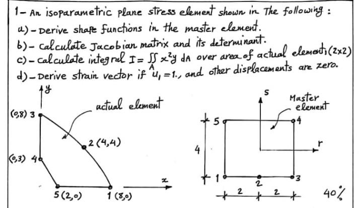 1- An isoparametric plane stress element shown in the | Chegg.com
