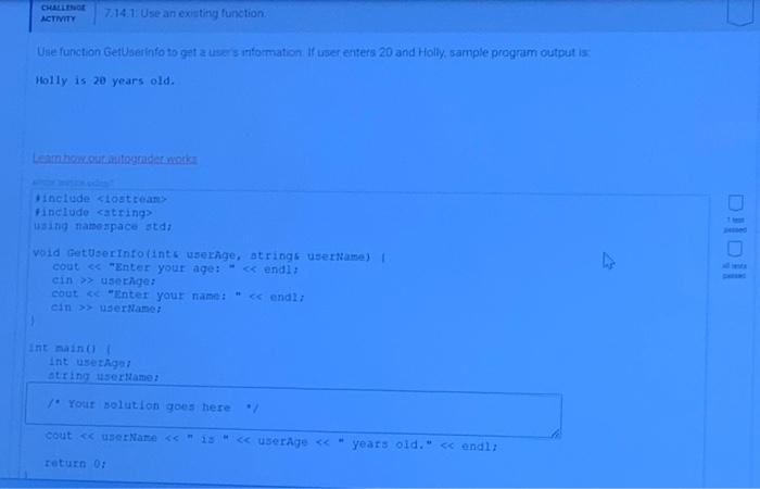 Solved N.TNMT Uhe function Gefuserif fo to get a users | Chegg.com