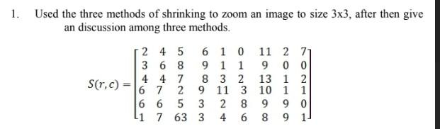 Solved 1. Used the three methods of shrinking to zoom an | Chegg.com