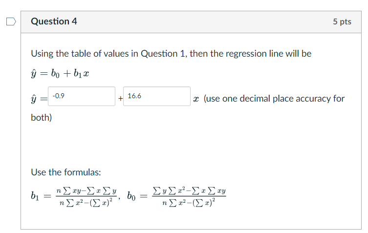 Question 4Using the table of values in Question 1, | Chegg.com
