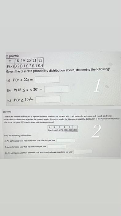 Solved (3 ooints) Given the discrete probability | Chegg.com