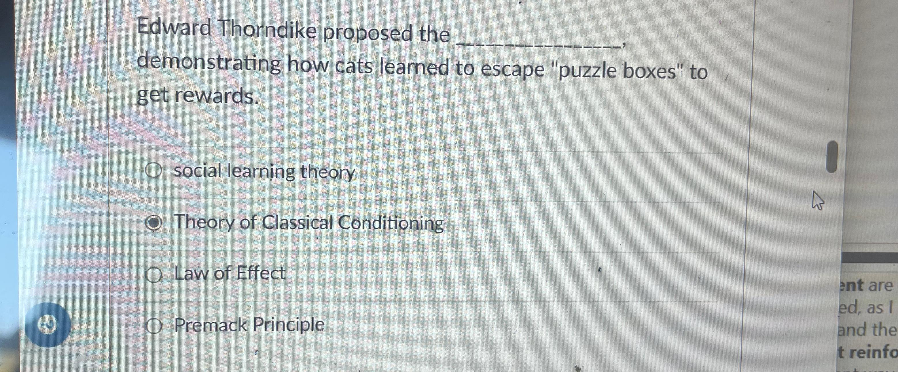 Solved Edward Thorndike proposed the demonstrating how cats | Chegg.com