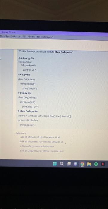 Solved What is the output when we exccuse Main_Code py fie? | Chegg.com