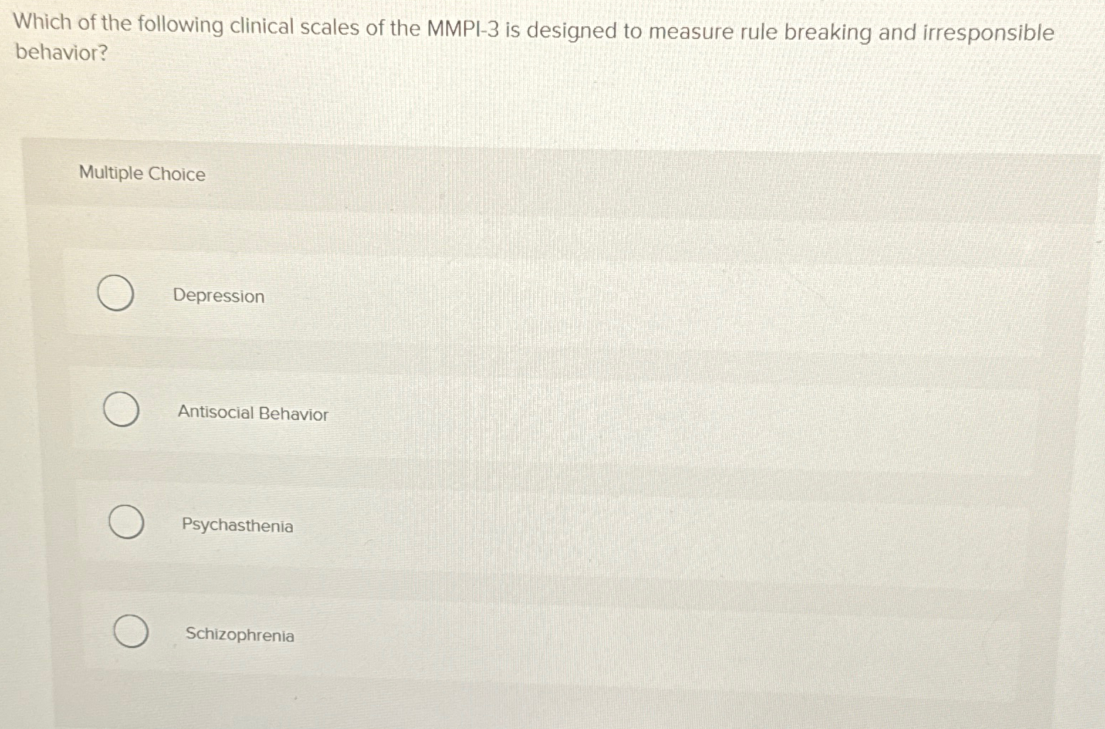 Solved Which of the following clinical scales of the MMPI-3 | Chegg.com
