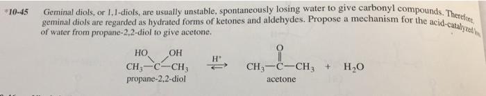 Solved *10-45 geminal diols are regarded as hydrated forms | Chegg.com