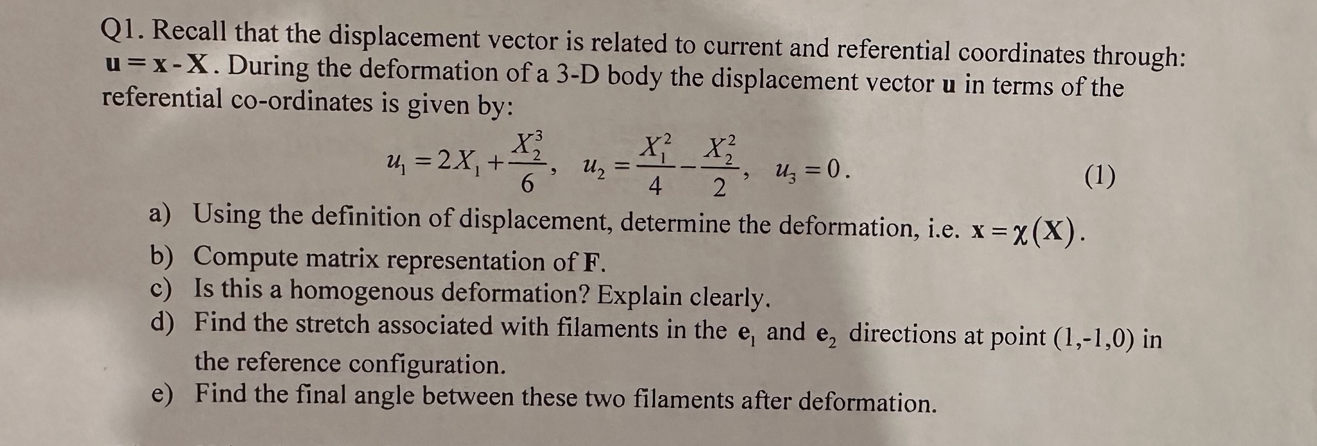 Solved Q1. ﻿Recall that the displacement vector is related | Chegg.com