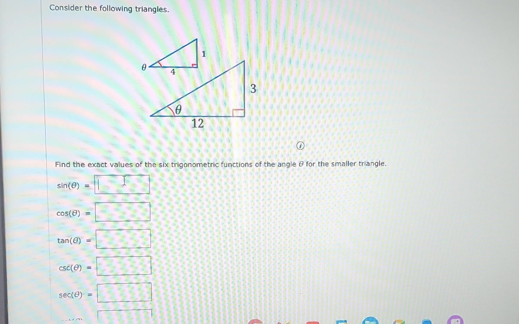 Solved Consider the following triangles. (i) Find the exact | Chegg.com