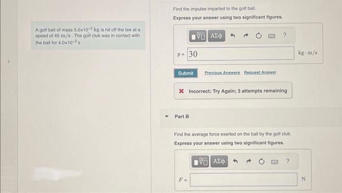 Solved Find the impulse imparted to the golf bal: Express | Chegg.com