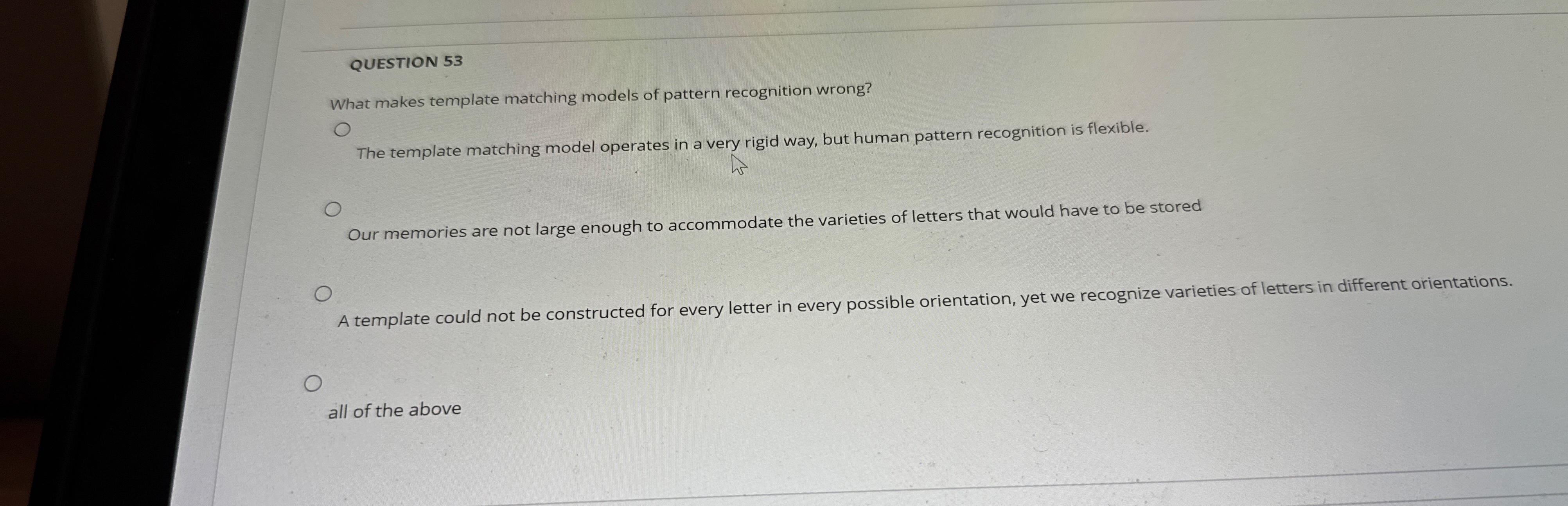 Solved QUESTION 53What makes template matching models of | Chegg.com