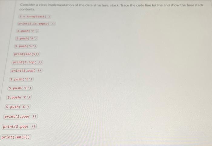 Solved Consider A Class Implementation Of The Data