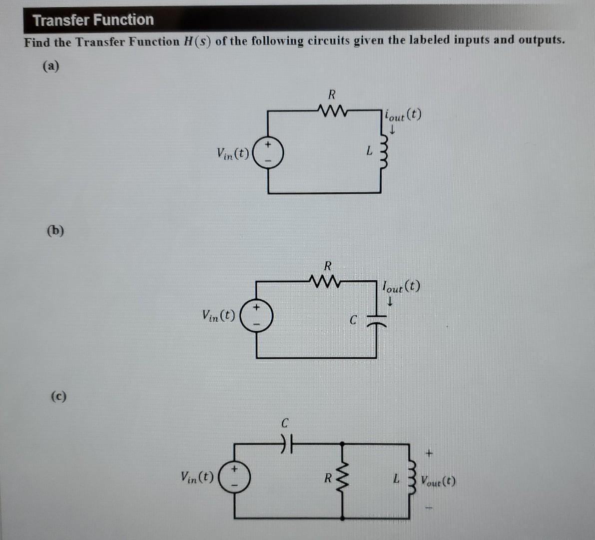 Solved Find the Transfer Function H(s) of the following | Chegg.com