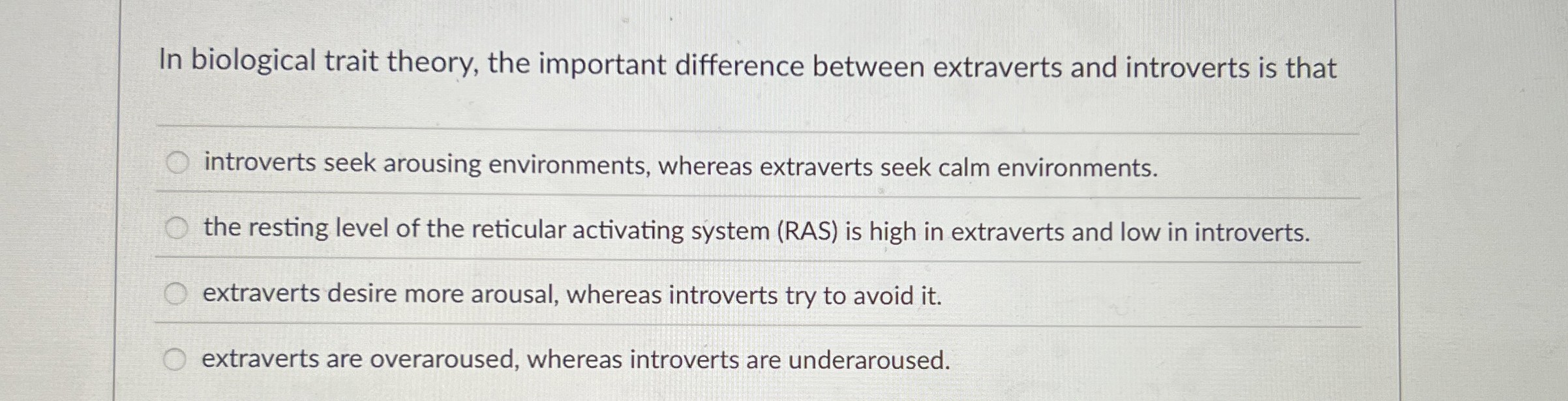 Solved In biological trait theory, the important difference | Chegg.com