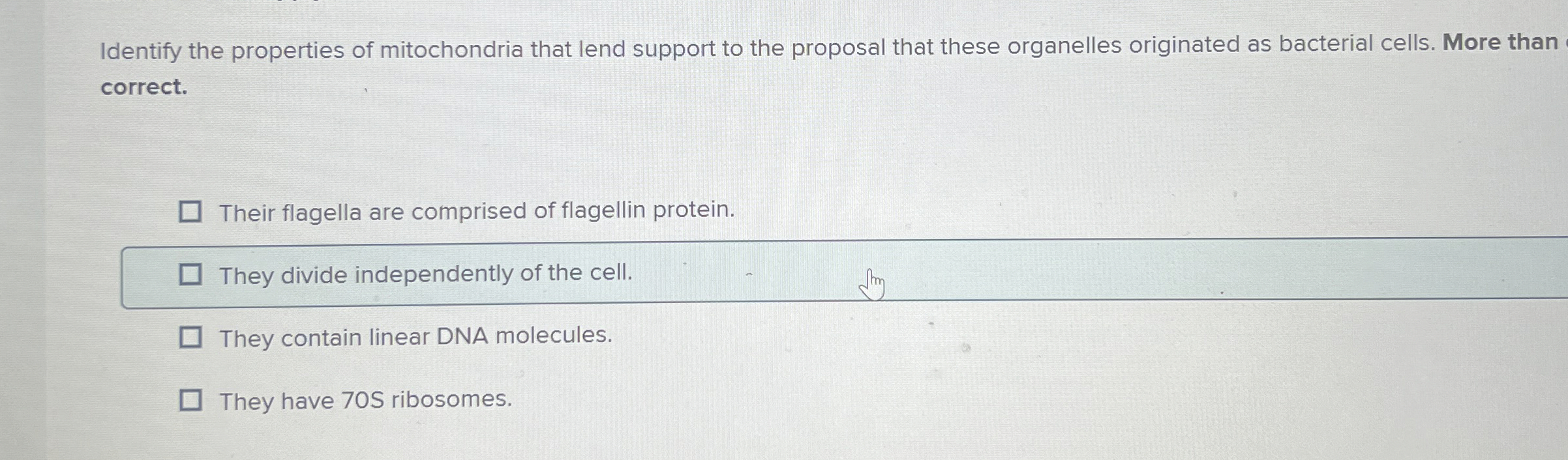 Solved Identify the properties of mitochondria that lend | Chegg.com