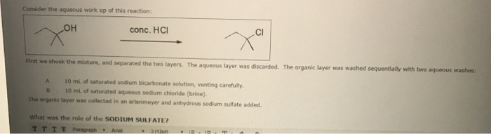 Solved Consider the aqueous work up of this reaction: ОН | Chegg.com