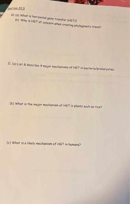 Solved 10. (a) What is horizontal gene transfer (HGT)? (b) | Chegg.com