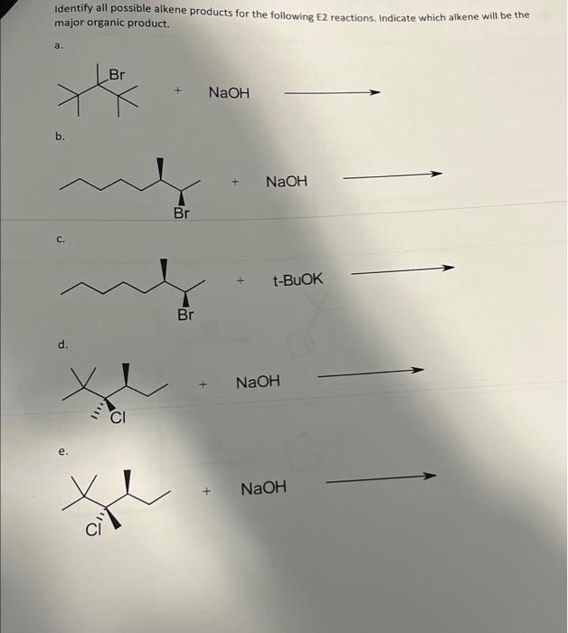 Solved Identify all possible alkene products for the | Chegg.com