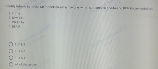 Solved Identify Infosys in-house Methodologies/Frameworks | Chegg.com