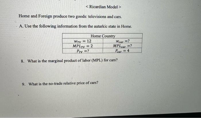 Solved Home and Foreign produce two goods: televisions and | Chegg.com