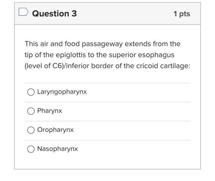 Solved This air and food passageway extends from the tip of | Chegg.com