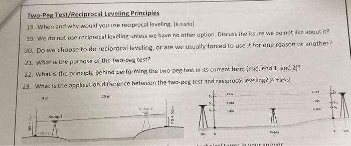 Solved Two-Peg Test/Reciprocal Leveling Principles 18. When | Chegg.com