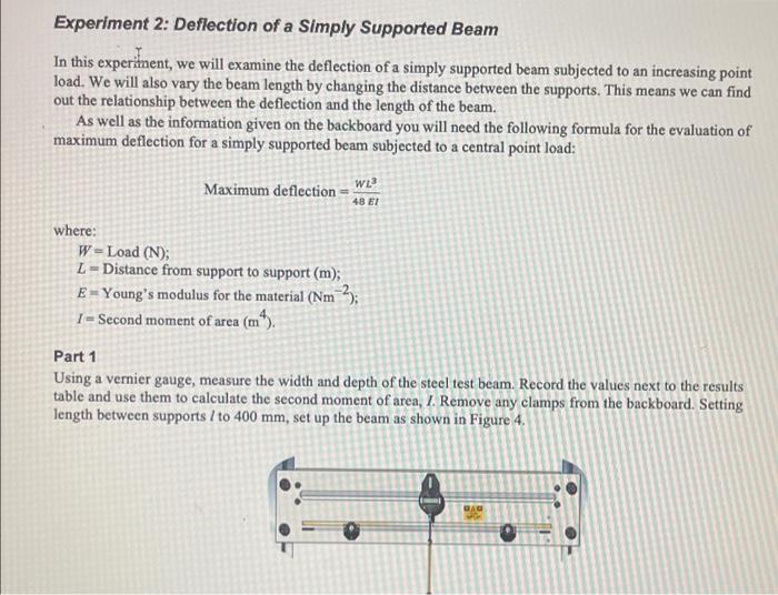Solved SECTION 2: EXPERIMENTS Experiment 1: Deflection of a | Chegg.com