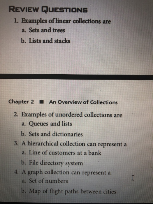 Solved Review Questions 1 Examples Of Linear Collections