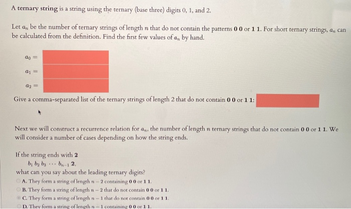 Solved A Ternary String Is A String Using The Ternary Base 