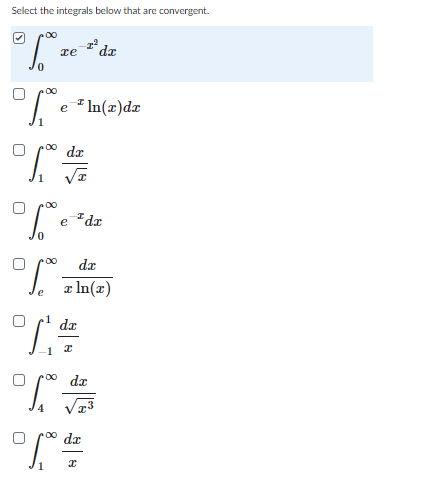 Solved Select the integrals below that are | Chegg.com