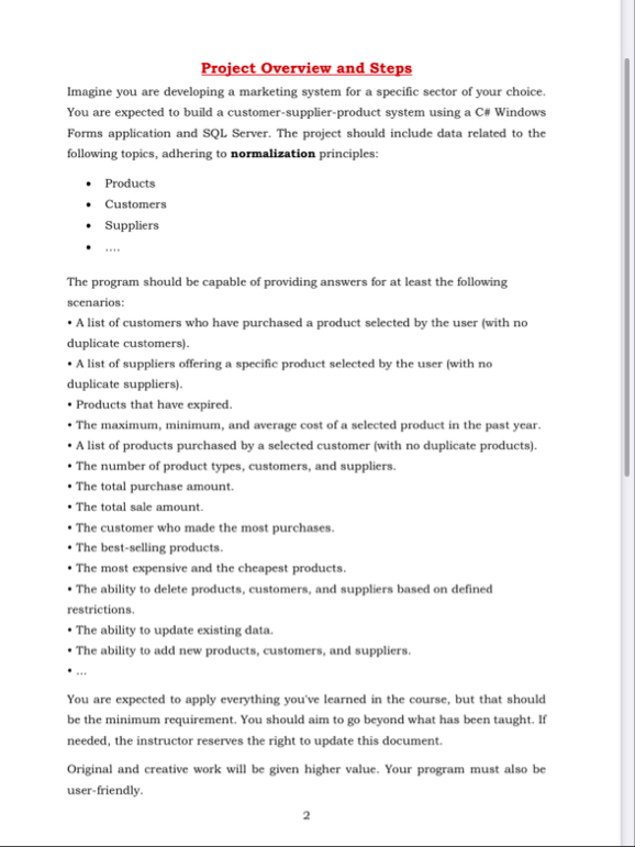 Solved Project Overview and StepsImagine you are developing | Chegg.com