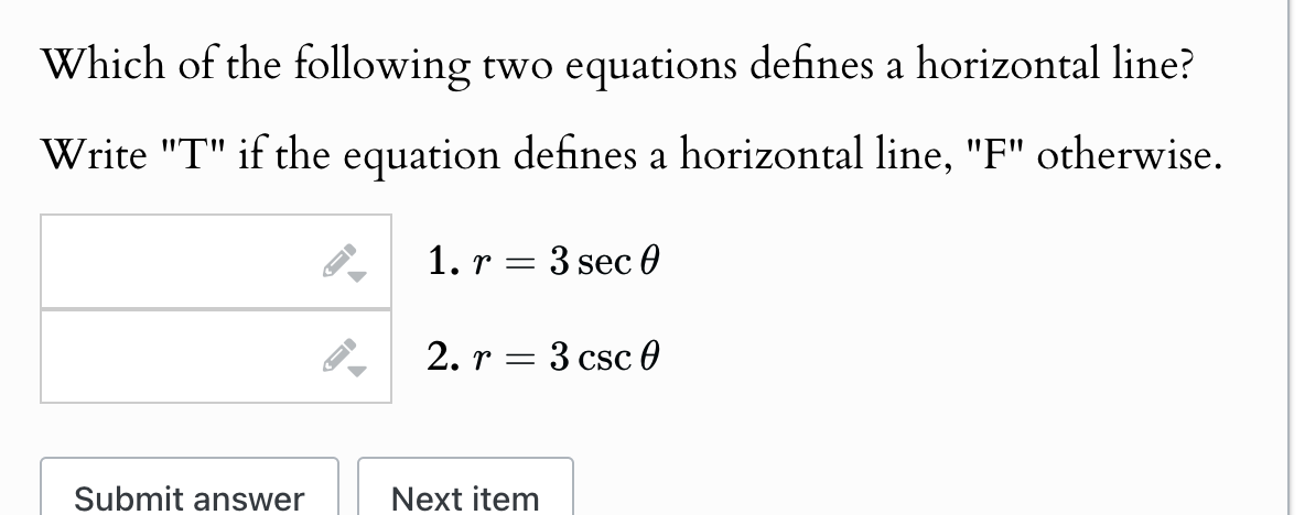 Solved Which of ﻿the following two equations defines a | Chegg.com