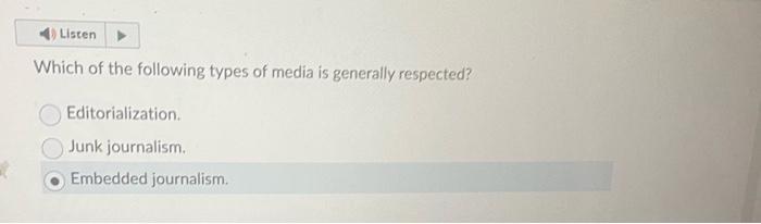 Which of the following types of media is generally | Chegg.com