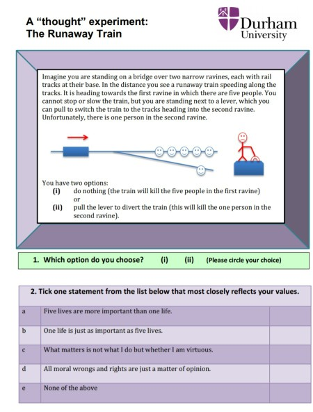 Solved A "thought" experiment: The Runaway Train Durham | Chegg.com