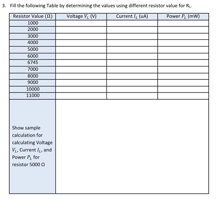 Solved Fill the following Table by determining the values | Chegg.com