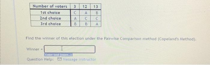 Solved Number of voters 1st choice 2nd choice 3rd choice 3 C | Chegg.com
